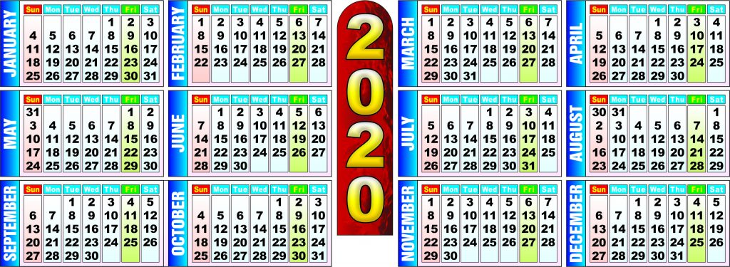Gregorian Calendar Download Vector Format Landscape Design - REAL CDR